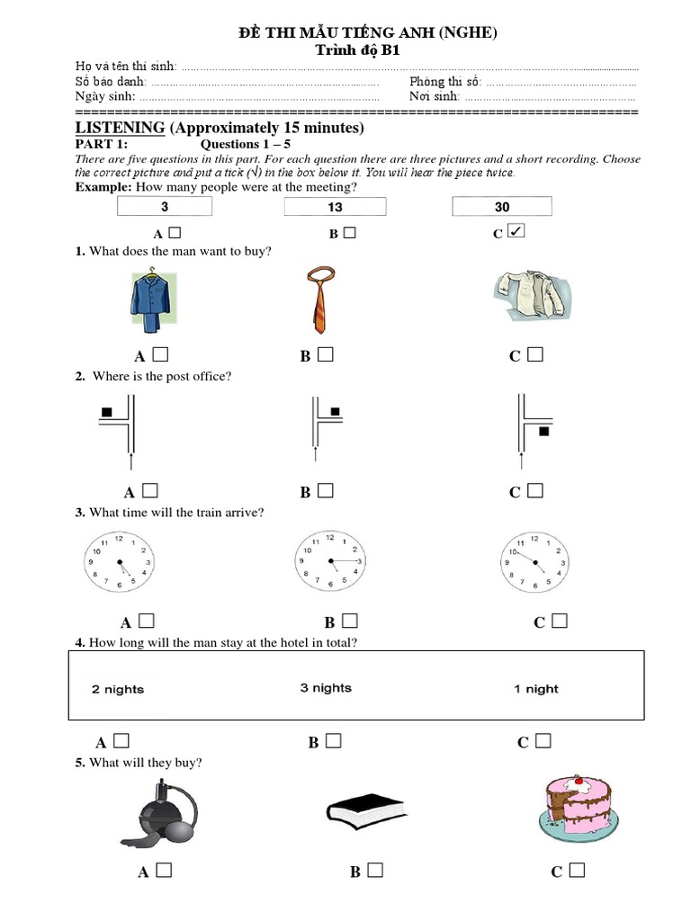 B1 - Listening Sample Test | PDF