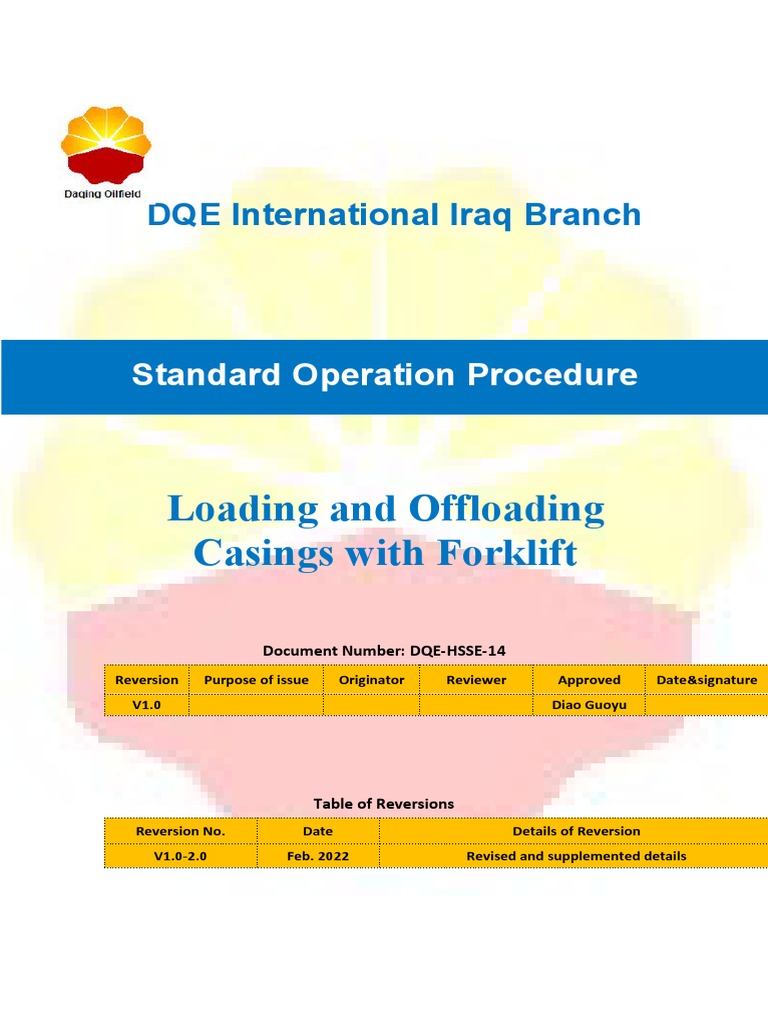 SOP-14-Loading and Offloading Casings With Forklift | PDF | Forklift