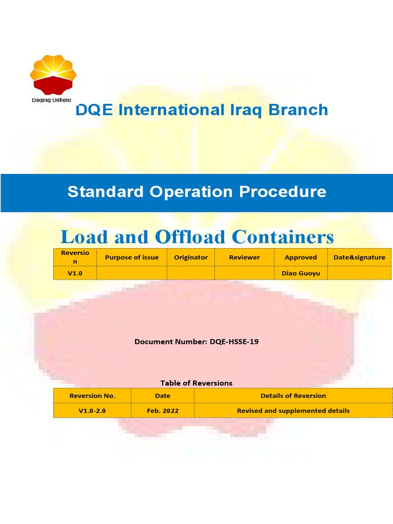 SOP-19-Load and Offload Containers | PDF | Crane (Machine) | Safety