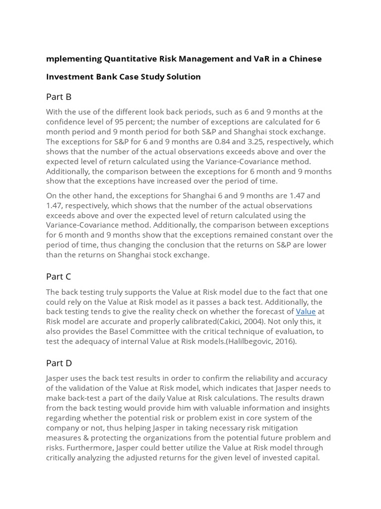 FRM Case | PDF | Value At Risk | Financial Risk