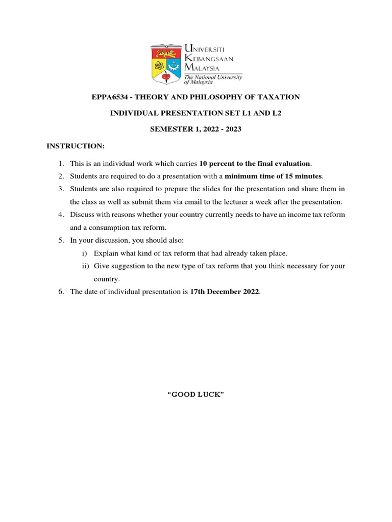 Individual Presentation Set L1 and L2 | PDF