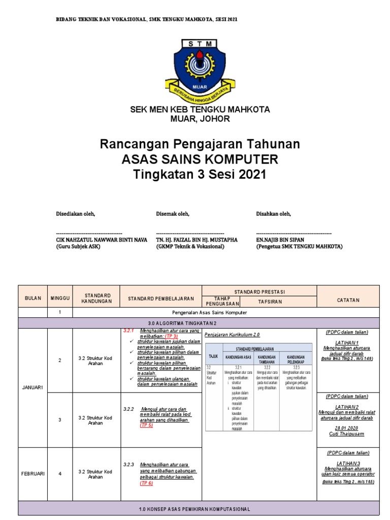 RPT Ask Tingkatan 3 2021 | PDF