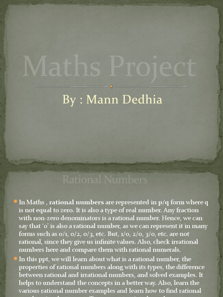 Maths Project | PDF | Numbers | Rational Number