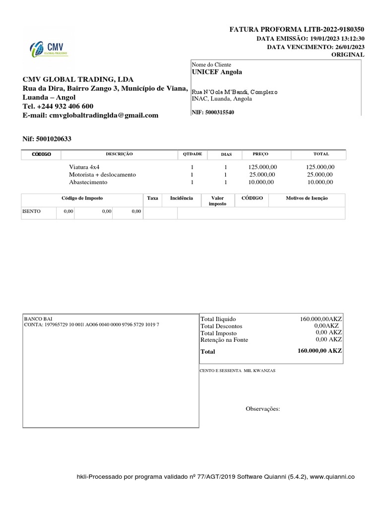 Fatura Proformas | PDF | Impostos | Economias