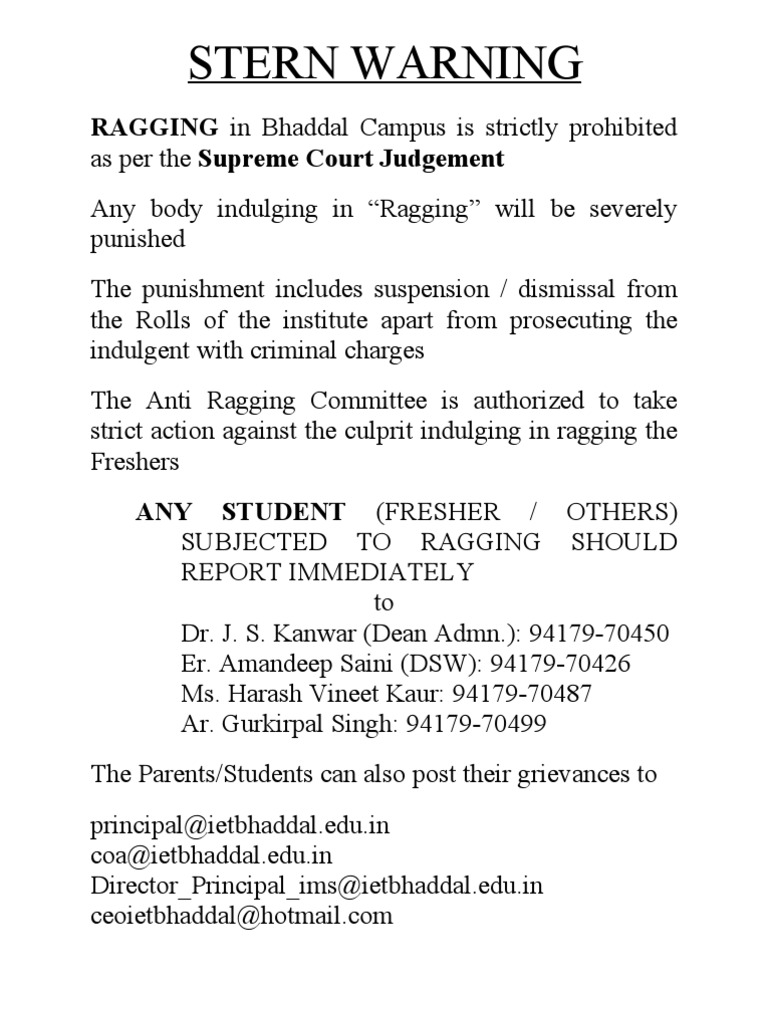 Anti Ragging Notices | PDF | Justice | Crime & Violence
