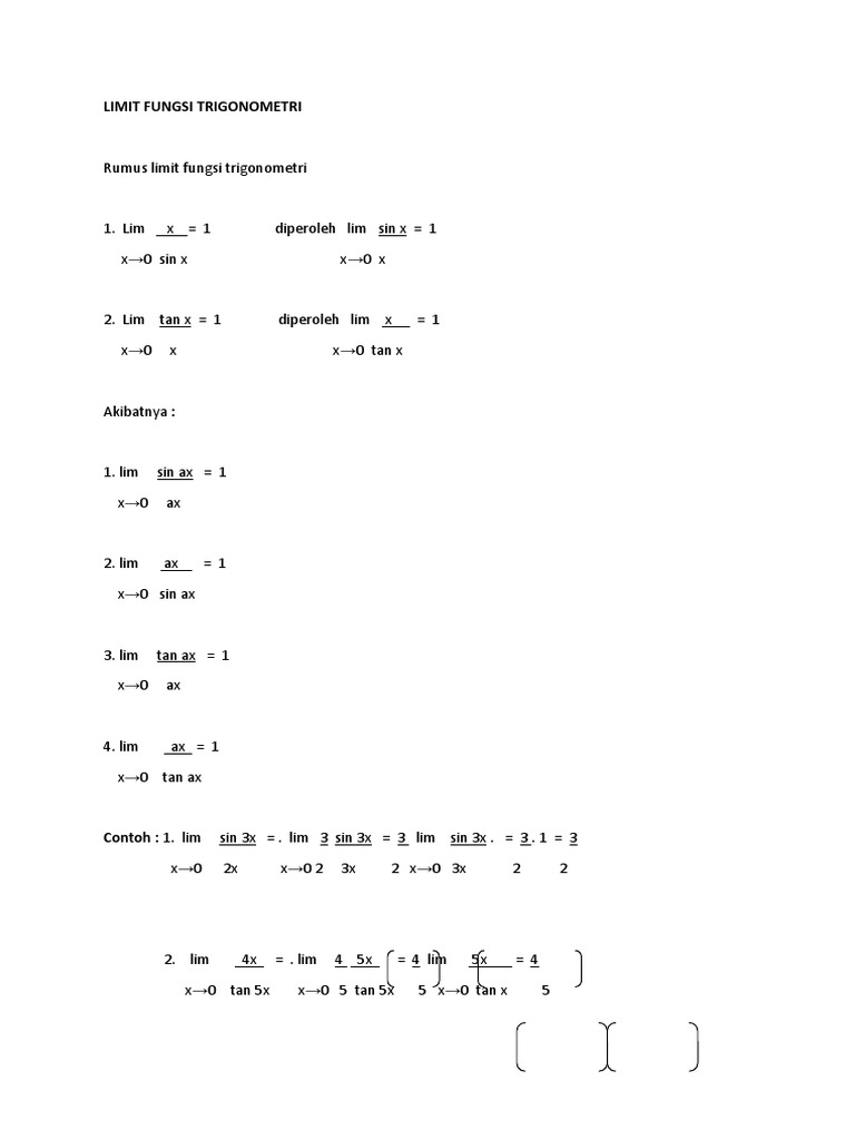Trigonometric Limits Explained | PDF