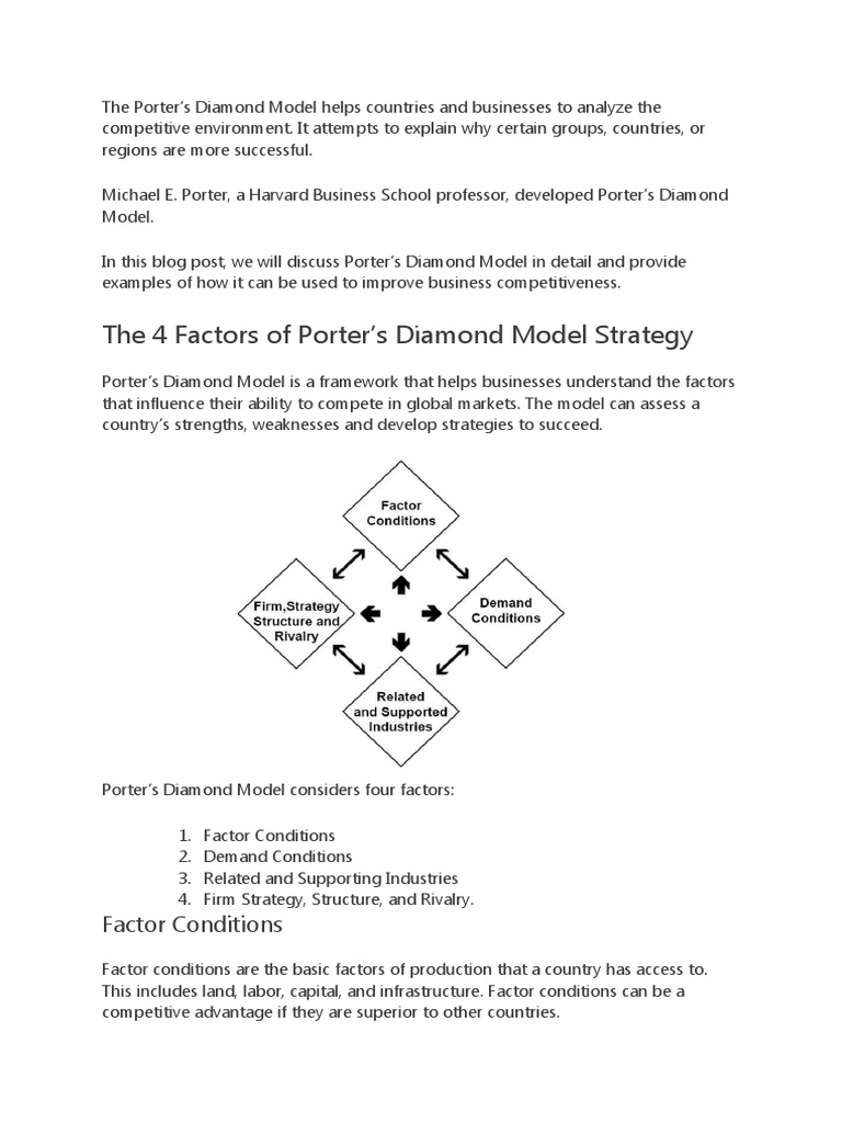 The Porter Diamond Model | PDF | Competitive Advantage | Competition