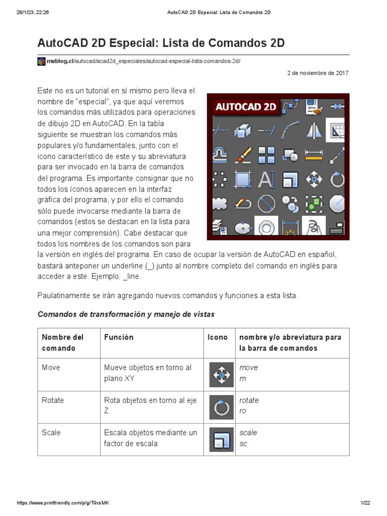AutoCAD 2D Especial - Lista de Comandos 2D | PDF | Cad automático ...