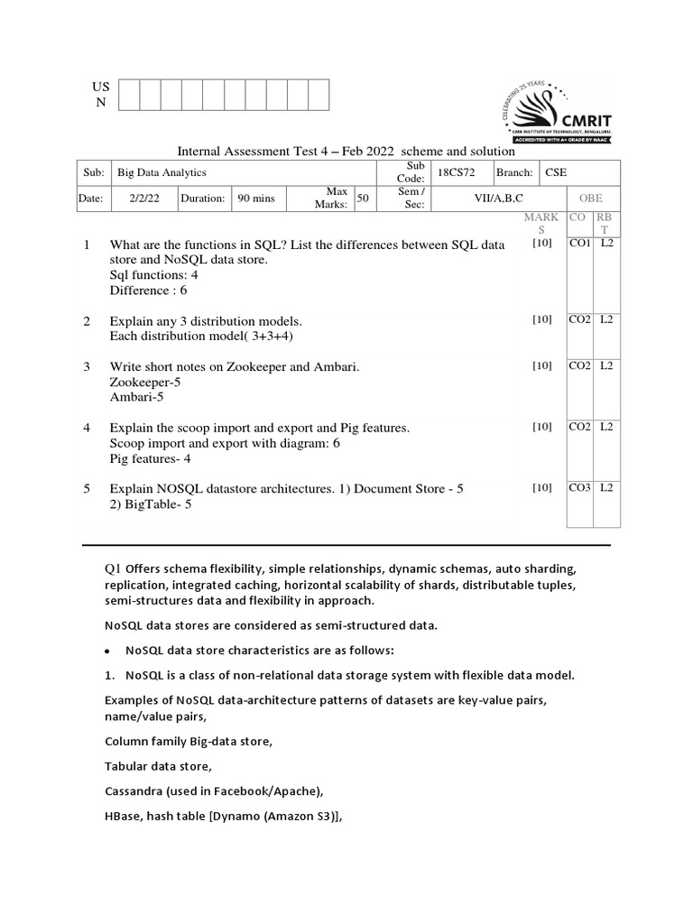 IAT-IV Question Paper With Solution of 18CS72 Big Data Analytics Feb-2022-Poonam Vijay Tijare ...