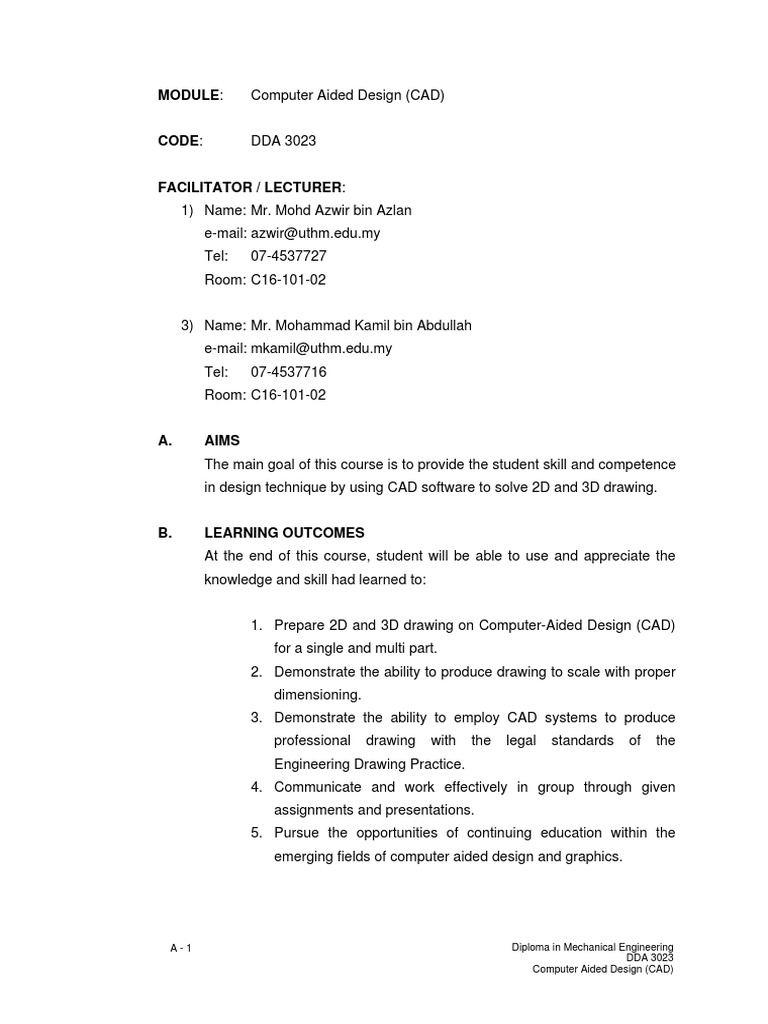 MODULE Computer Aided Design CAD | PDF | Computer Aided Design | Auto Cad