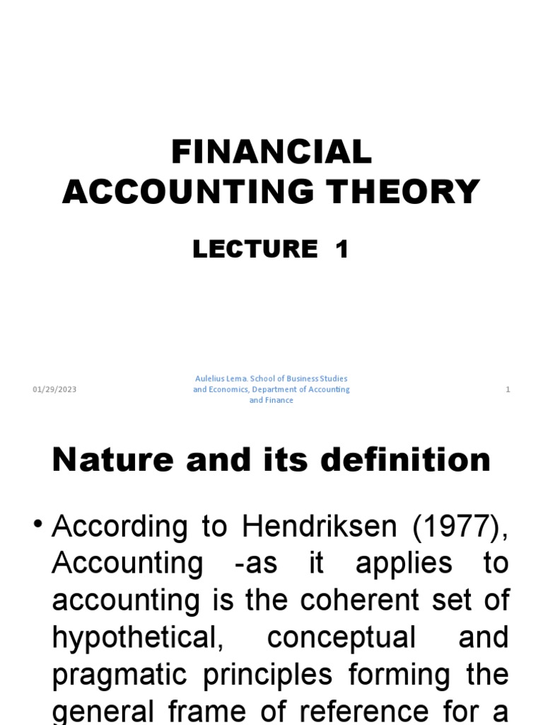 Financial Accounting Theory Pdf Economics Accounting