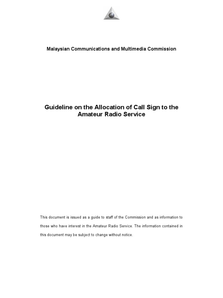 Malaysian Amateur Radio Call Sign Guide | PDF | Amateur Radio | Malaysia