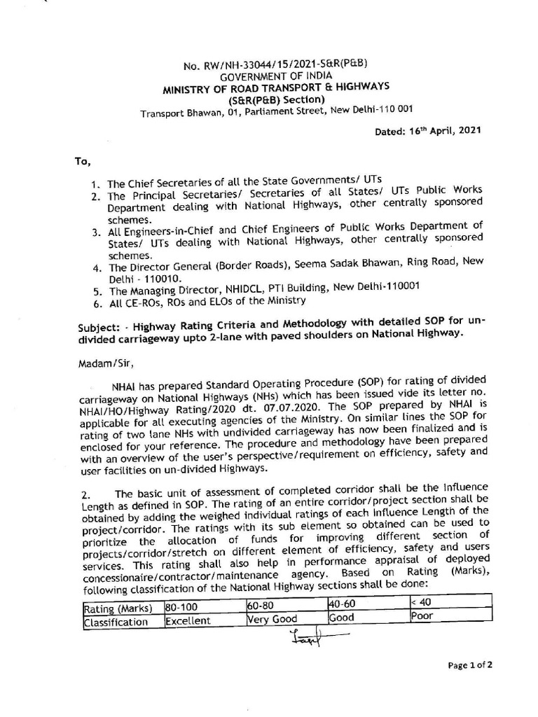 Highway Rating Circular | Download Free PDF | Road | Highway