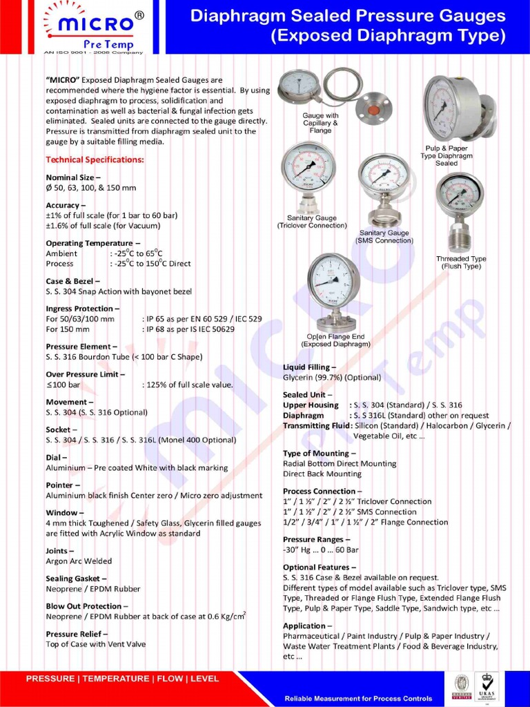 Pressure Diaphragm Gauge | PDF