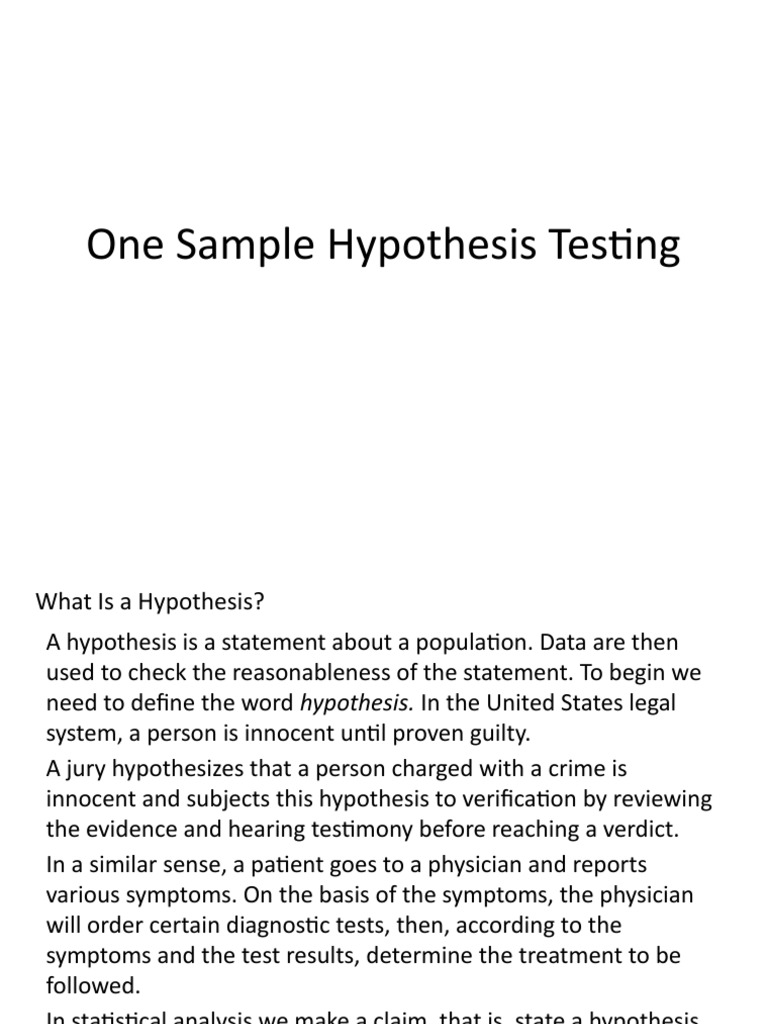 Chapter 9 One Sample Hypothesis Testing | PDF | Null Hypothesis ...