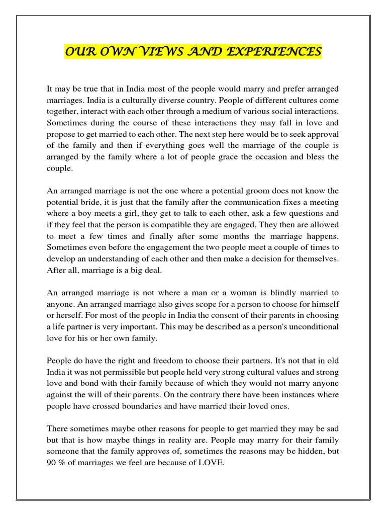 Arranged Marriages in India: Insights | PDF