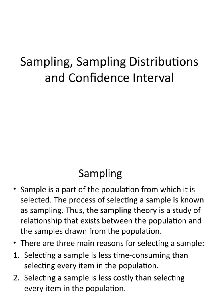 Chapter 8 Sampling and Confidence Intervals | PDF | Sampling ...
