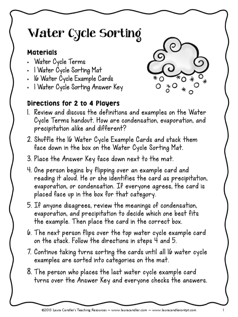 Water Cycle Sorting | PDF | Precipitation | Water