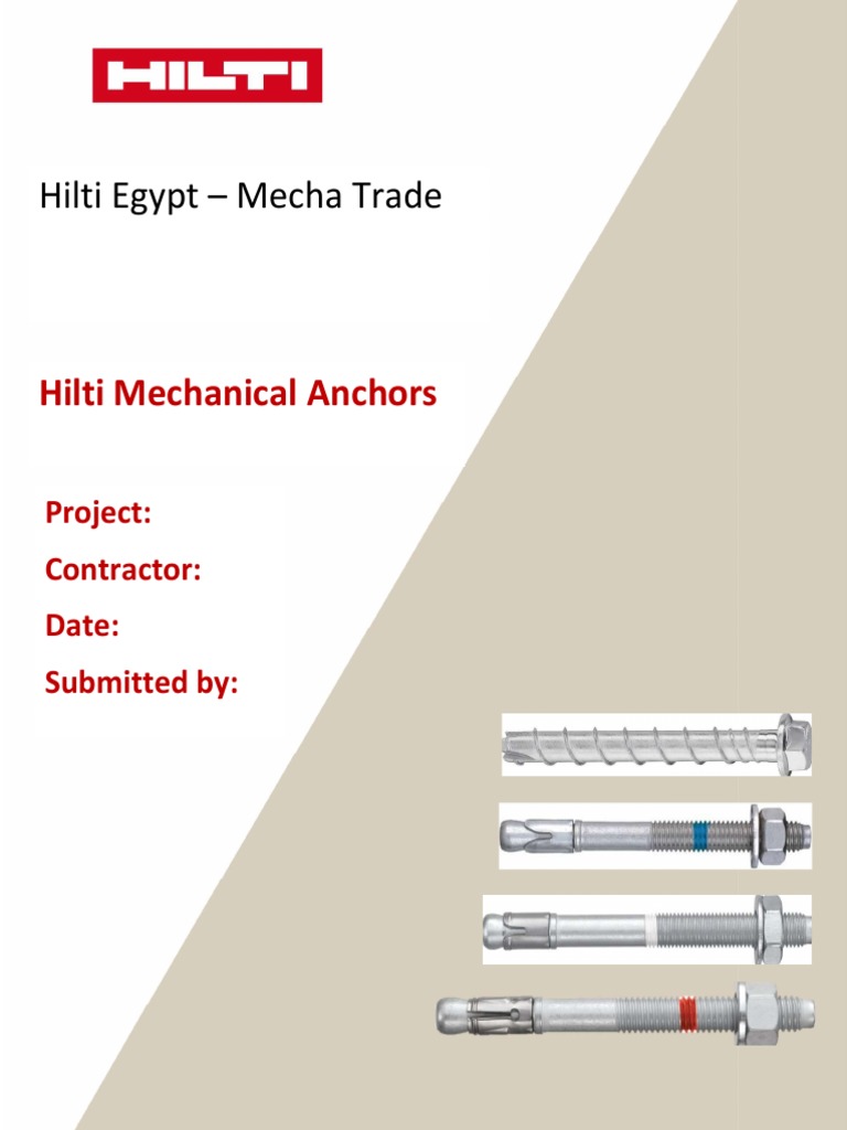 Mechanical Anchors For Baseplate Fixation Submittal | PDF | Screw ...