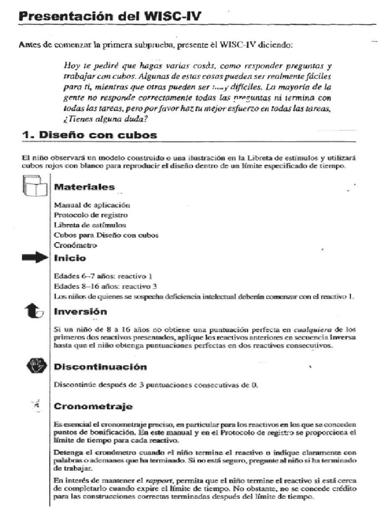 Pautas de Aplicacion Wisc IV | PDF