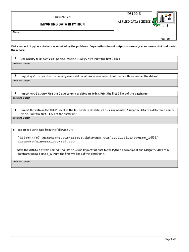 Importing Data in Python: Datasets/winequality-Red - CSV' | PDF