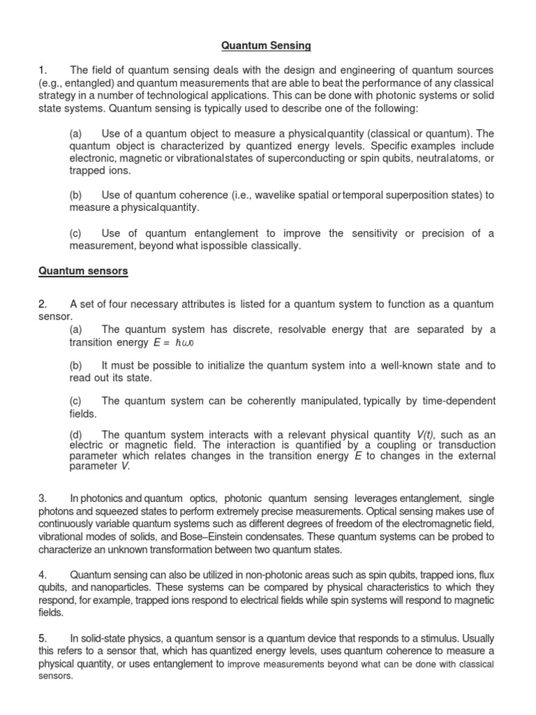 Quantum Sensing | PDF | Quantum Mechanics | Spin (Physics)