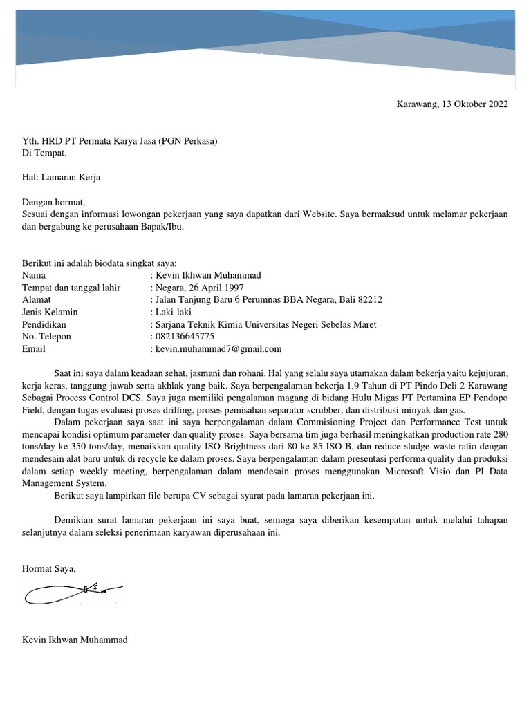 CV KEVIN IKHWAN MUHAMMAD PT Permata Karya Jasa (PGN Perkasa) | PDF