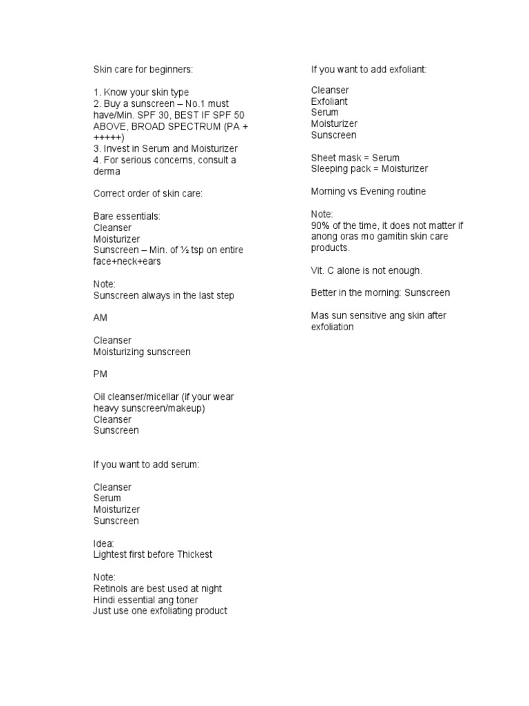 Beginner's Guide to Skin Care Routine | PDF