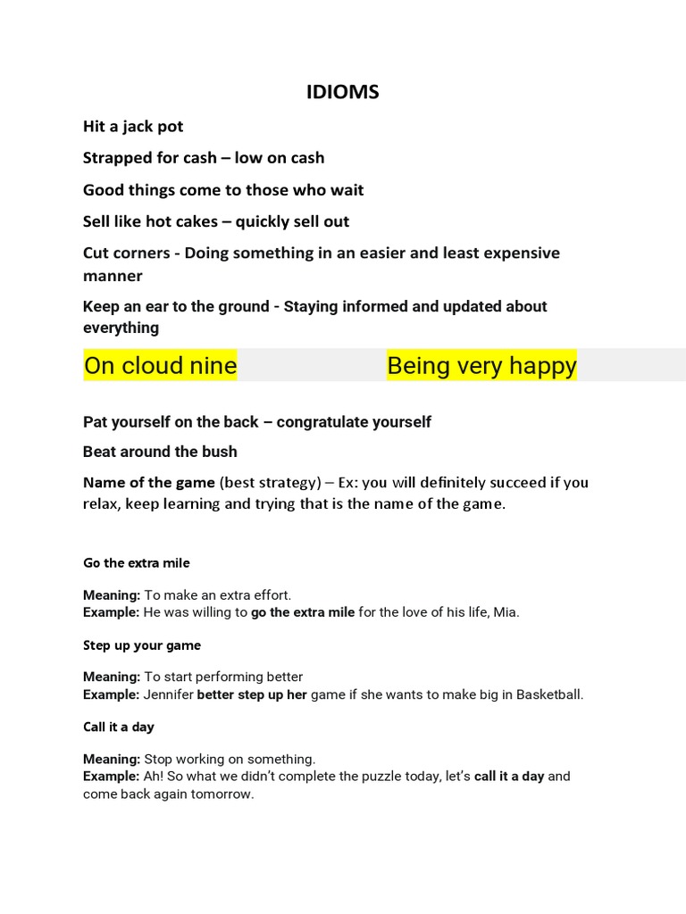 Idioms Celpip Practice | PDF