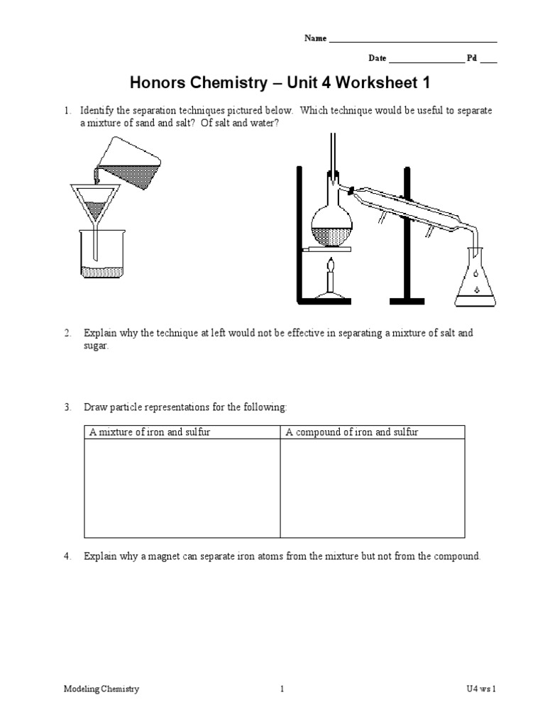 Worksheet 1 Separating Mixtures | PDF