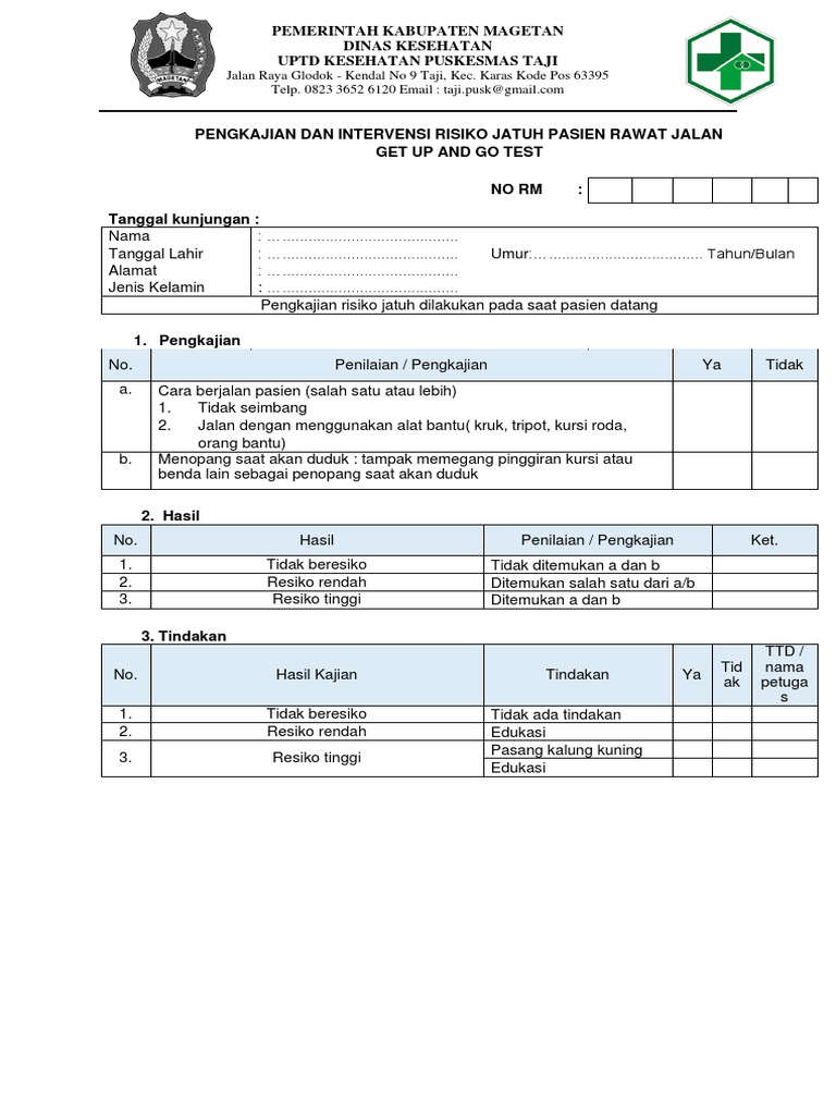 RM 1.4 Pengkajian Dan Intervensi Risiko Jatuh Pasien Rawat Jalan | PDF