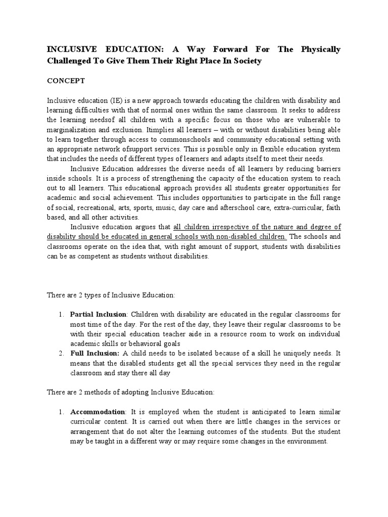 Inclusive Education | PDF | Career & Growth | Self-Improvement