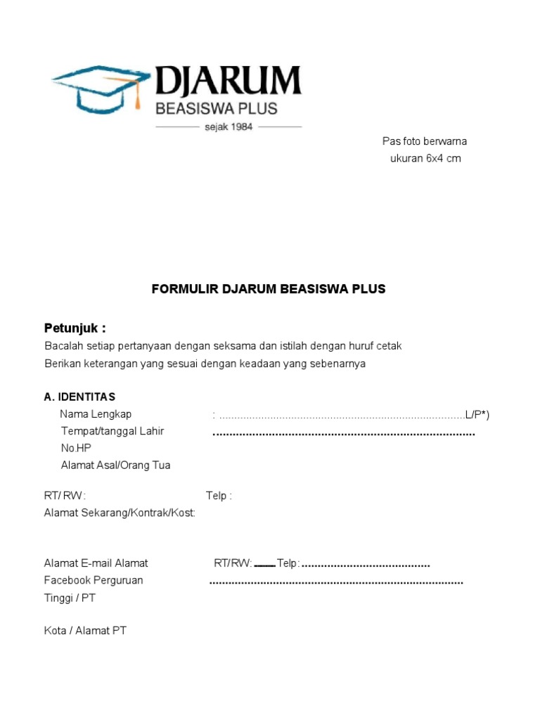 Formulir Djarum | PDF