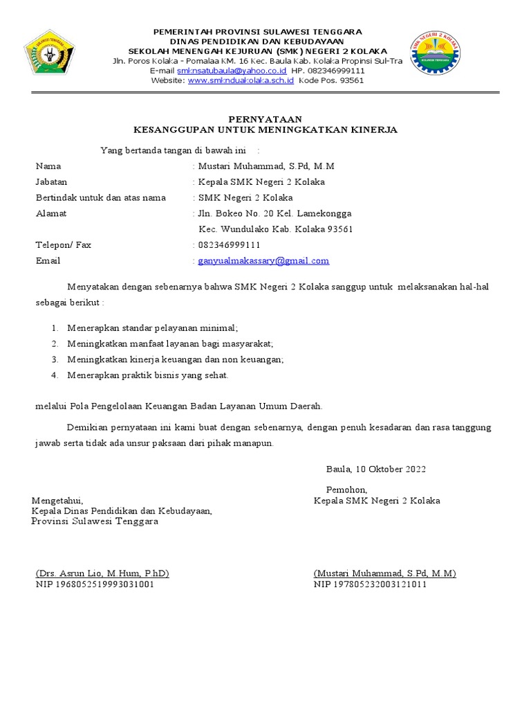 Peningkatan Kinerja SMK Negeri 2 Kolaka | PDF
