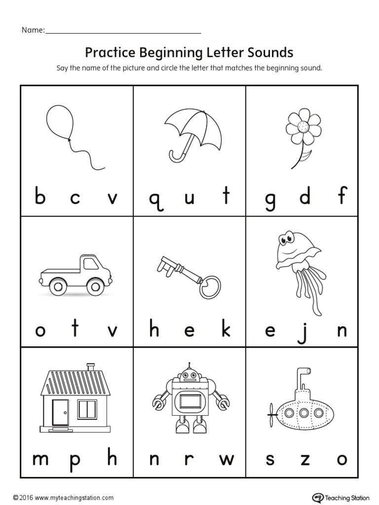 Practicing Beginning Letter Sound | PDF