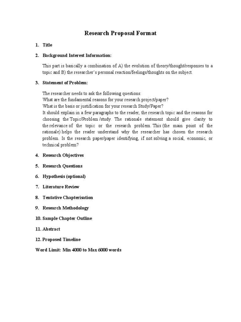 Research Proposal Format | PDF