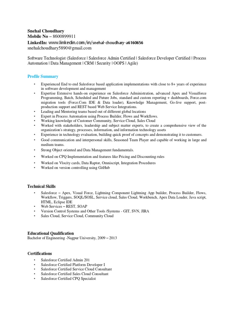 Naukri Snehalchoudhary (9y 0m) | PDF | Software Development | Software Engineering