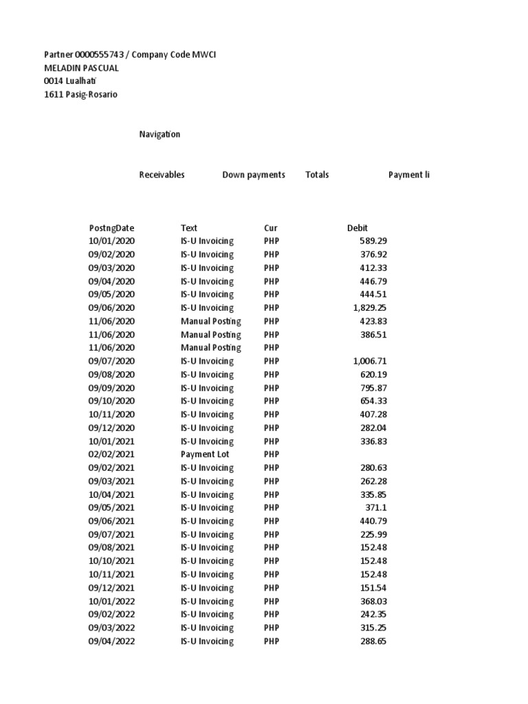 Payment History for Partner MWCI | PDF | Invoice | Accounting