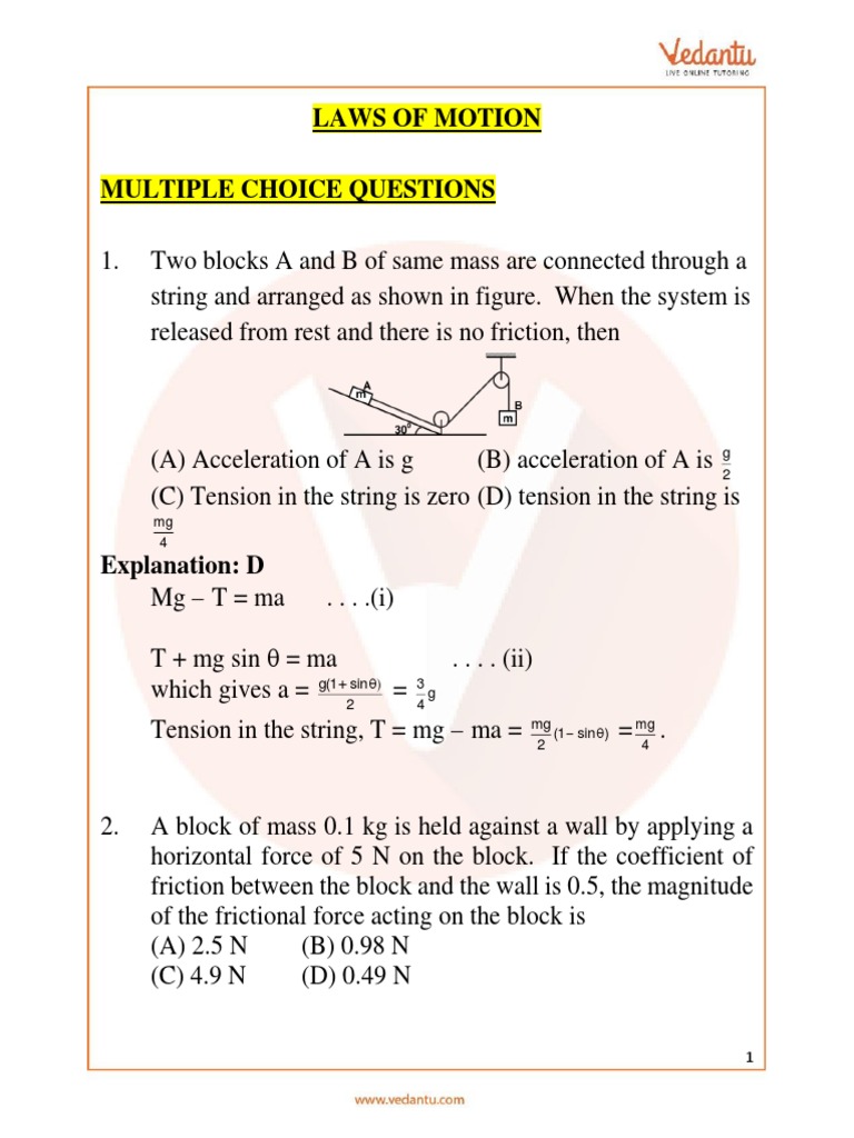 Law of Motion | PDF | Force | Tension (Physics)