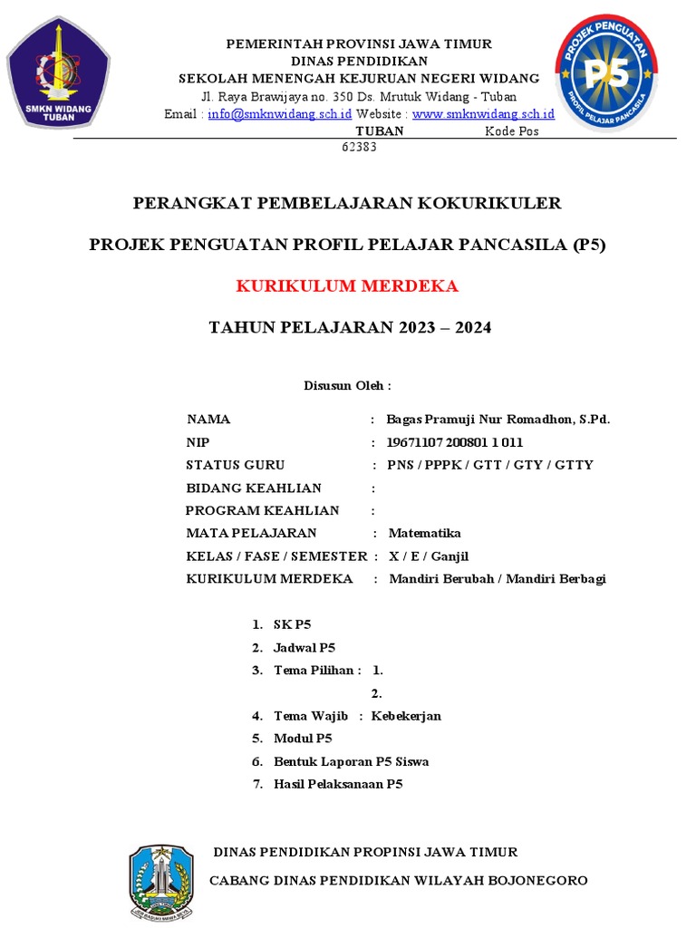 Sampul Perangkat Pembelajaran P5 | PDF