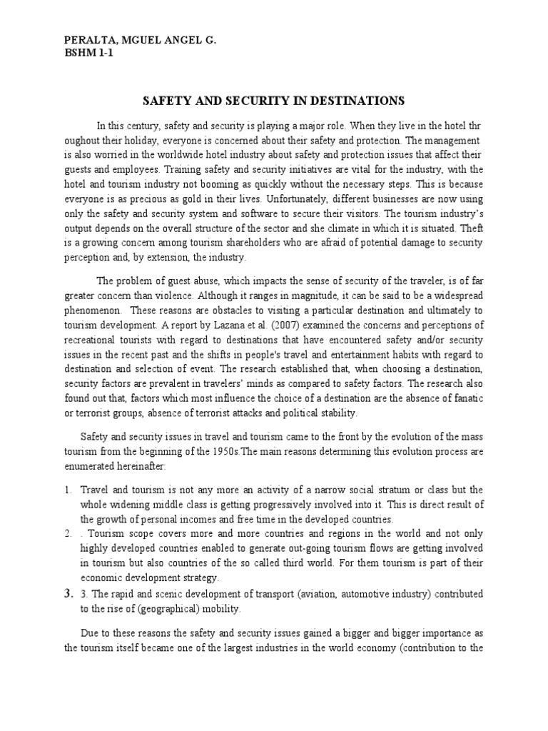 Safety and Security in Destinations | PDF | Tourism | Securities