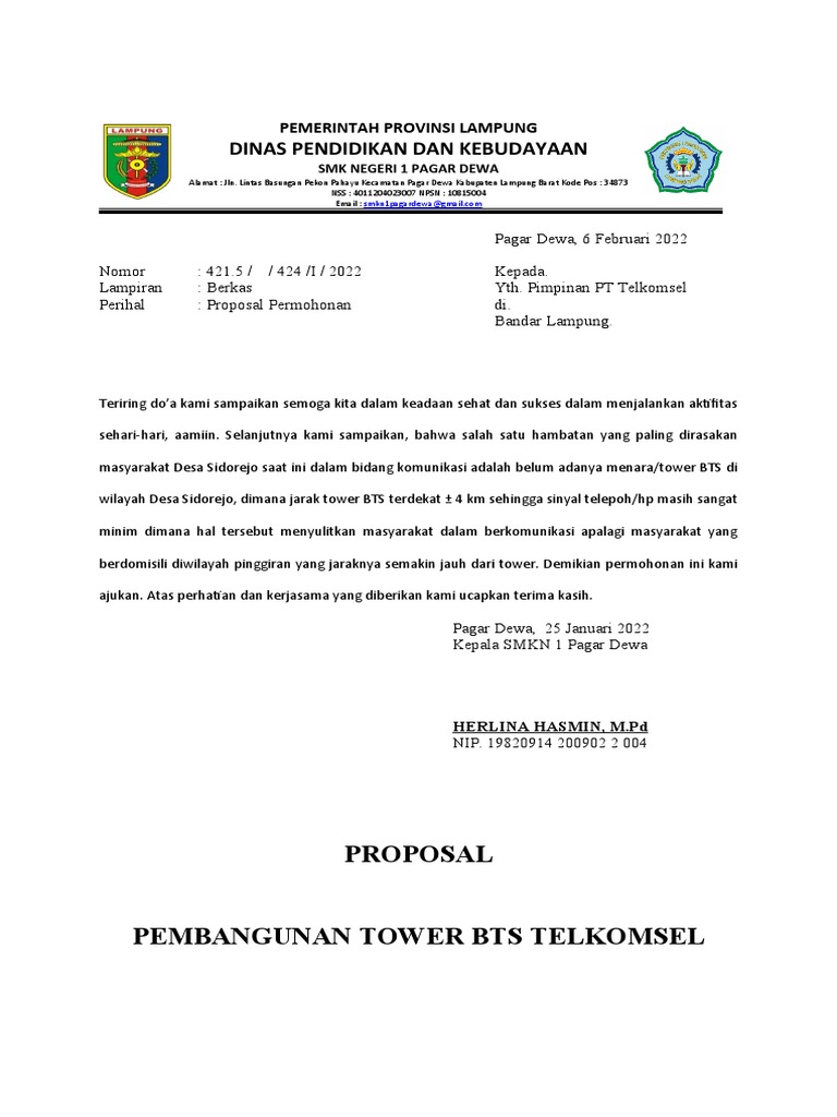 Proposal Pembangunan Tower BTS Sidorejo | PDF | Ilmu Sosial