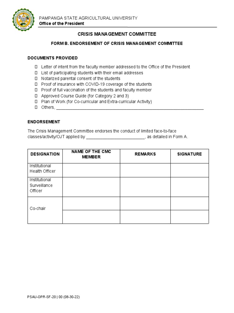 CMC FORM B. For CHEFS Year End Party | PDF