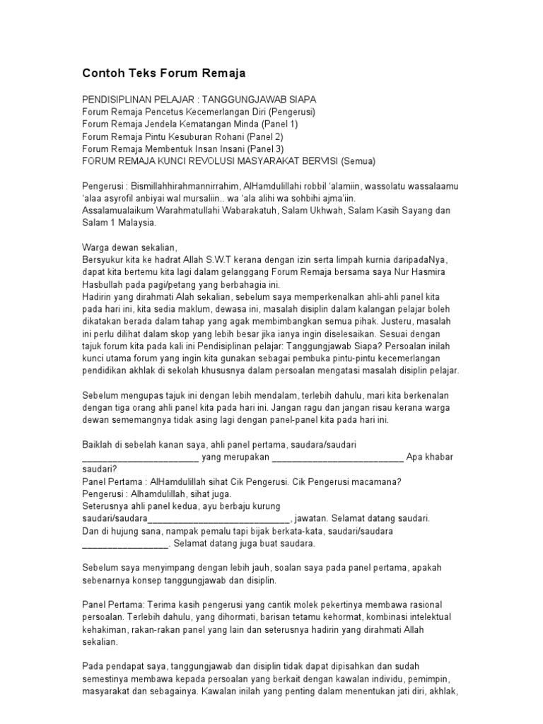 Contoh Teks Forum Remaja | PDF | Kesehatan Holistik | Sains & Matematika
