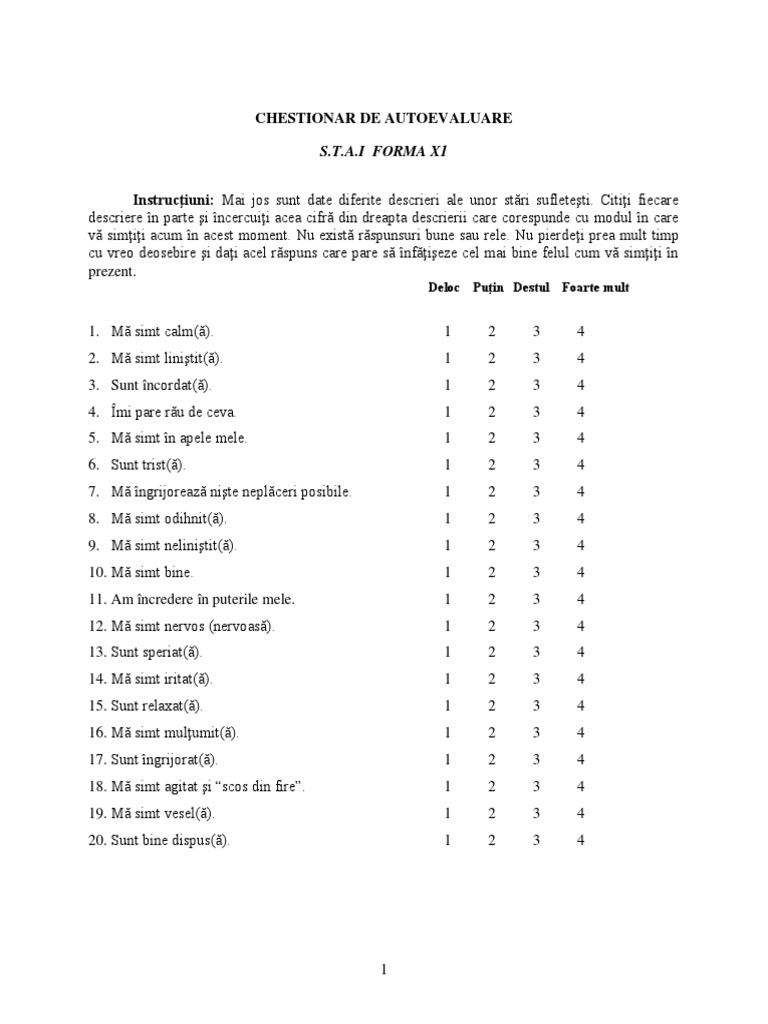 Inventarul STAI | PDF