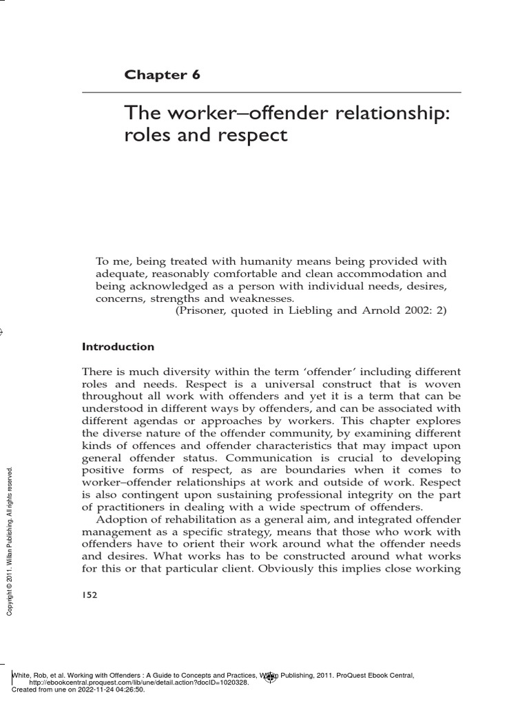 Working With Offenders A Guide To Concepts and Pra... - (6. The Worker-Offender Relationship ...