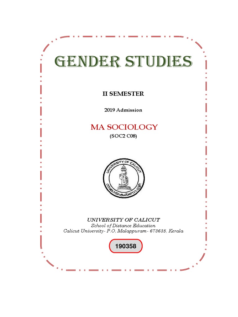 II Sem MA Sociology-Gender Studies | PDF | Gender Identity | Gender