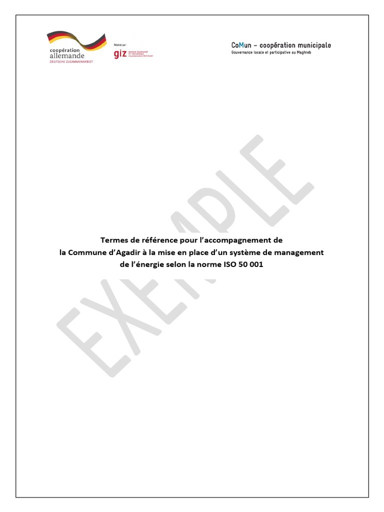 TDR Projet ISO 50001 REP Agadir | PDF