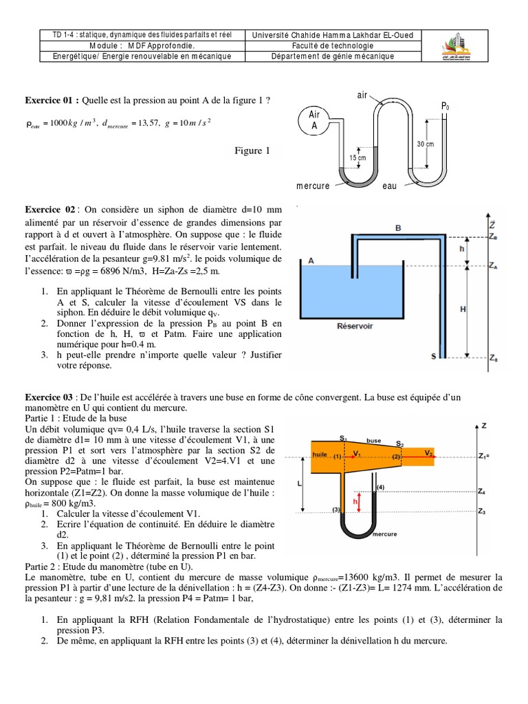 Statique et dynamique des fluides en mécanique | PDF | Pression | Écoulement laminaire