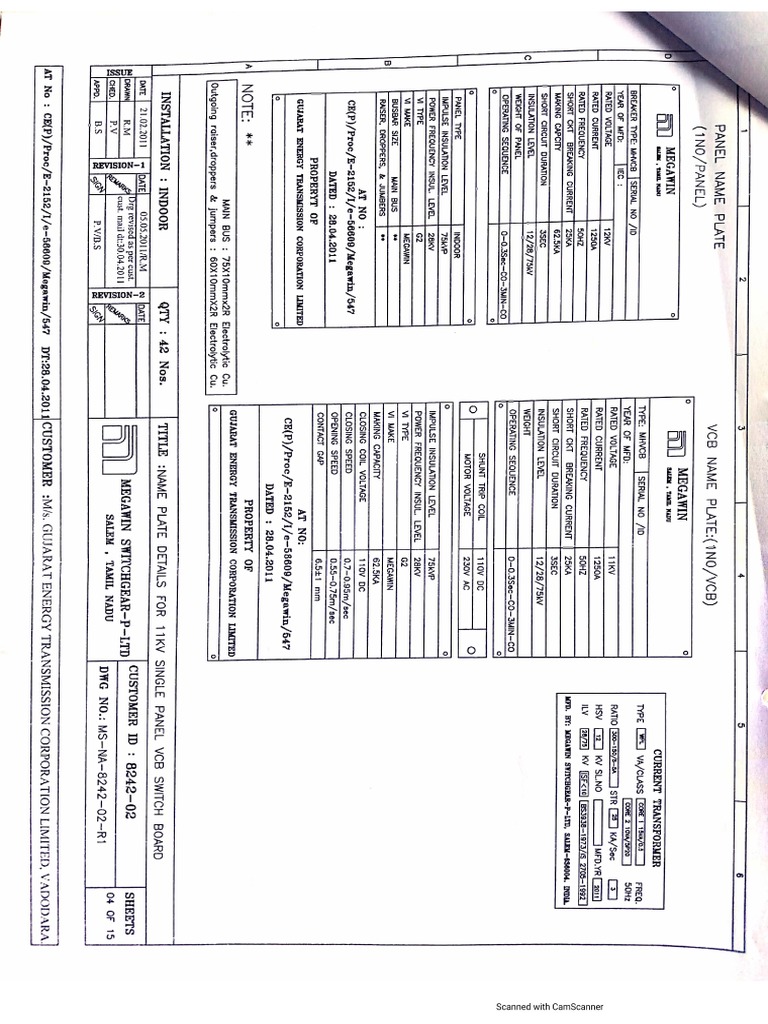 11KV Megawin Outgoing Feeder Panel Wiring Diagram | PDF